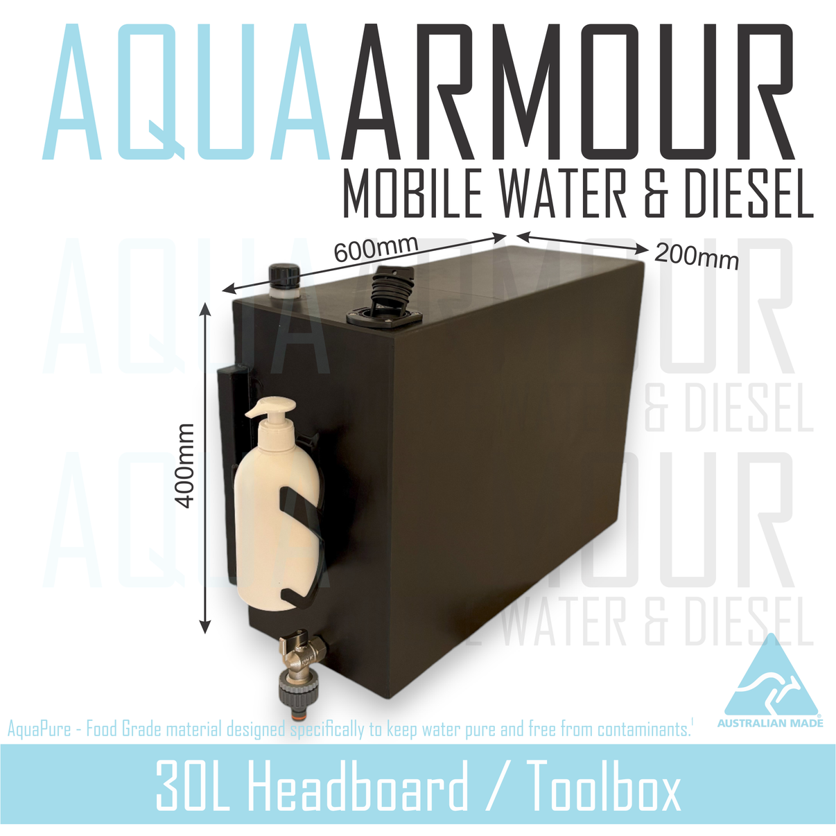 30L Hand Wash / Headboard / Toolbox Fresh Water Tank (60x40x20) – Aqua ...