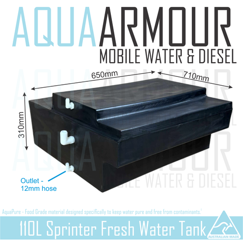 110 Litre Mercedes Benz Sprinter ELWB Fresh Water Tank – Aqua Armour